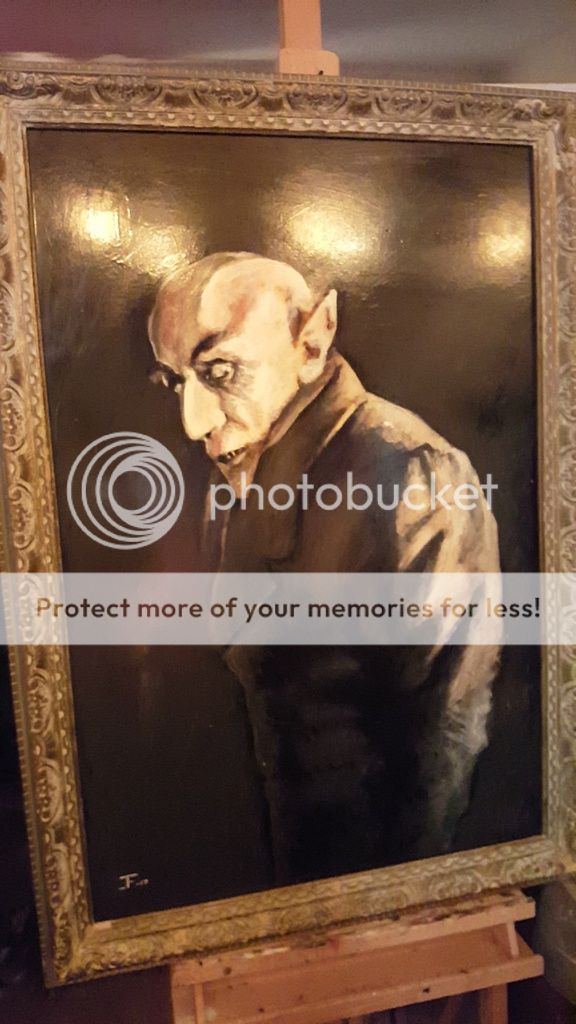 Nosferatu Oil Painting 2 Feet by 3 Feet in Antique Wooden Ornate Frame